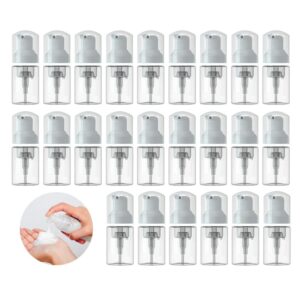 24 pcs empty foam pump bottle 1oz/30ml travel size plastic pump bottle soap bottle portable small hand sanitizer dispenser bottles, refillable clear instant foaming bottles for hand lotion shampoo