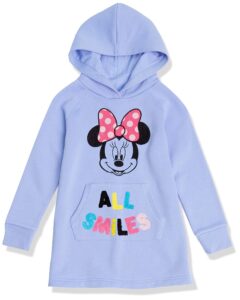 amazon essentials disney | marvel | star wars | frozen | princess girls' fleece long-sleeve hooded dresses (previously spotted zebra), frozen 2 olaf, small