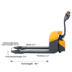 APOLLOLIFT Full Electric Pallet Jack with Emergency Key Switch 3300lbs Capacity 48" x27" Forks Pallet Truck for Narrow Space