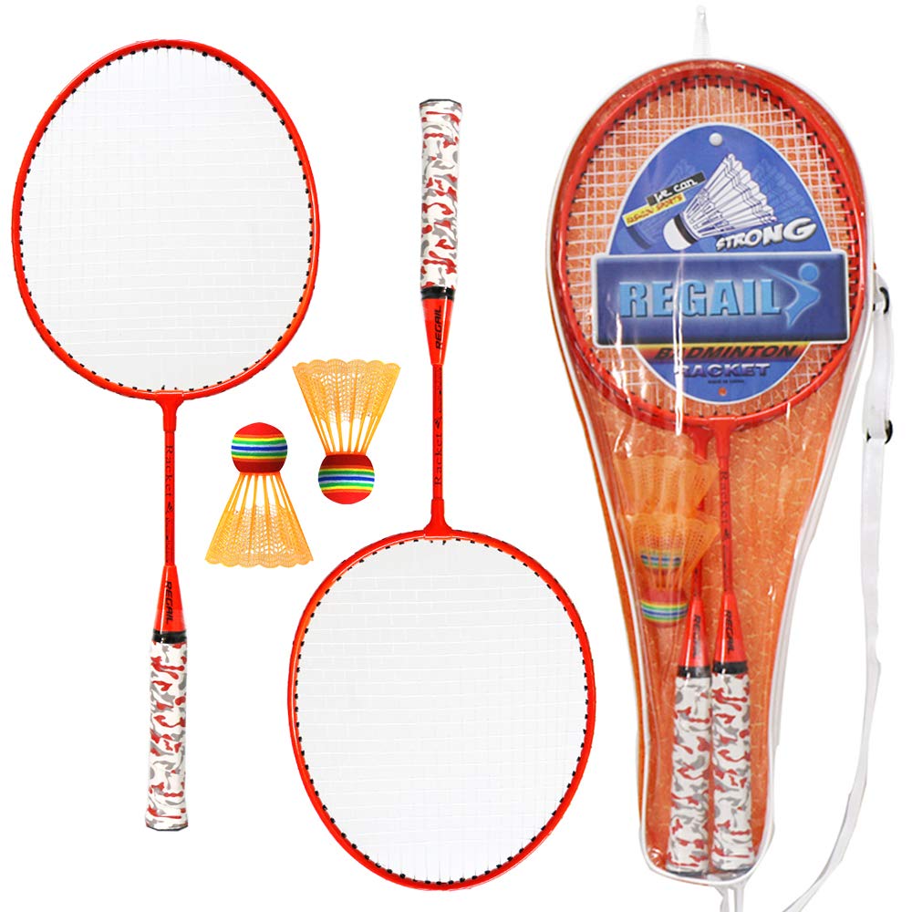 Lixada 1 Pair Badminton Rackets with Balls 2 Player Badminton Set for Indoor Outdoor Sport Game