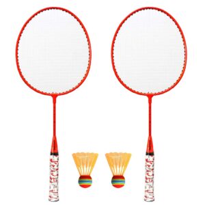 Lixada 1 Pair Badminton Rackets with Balls 2 Player Badminton Set for Indoor Outdoor Sport Game