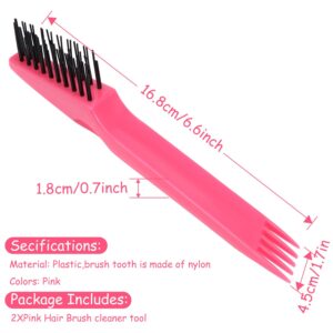 2 Pieces Hair Brush Cleaner Tool 2-in-1 Hair Brush Cleaning Tool Hair Brush Remover Rake for Removing Hair Dust Mini Wet Hair Comb for Removing Dirt Home Salon Use