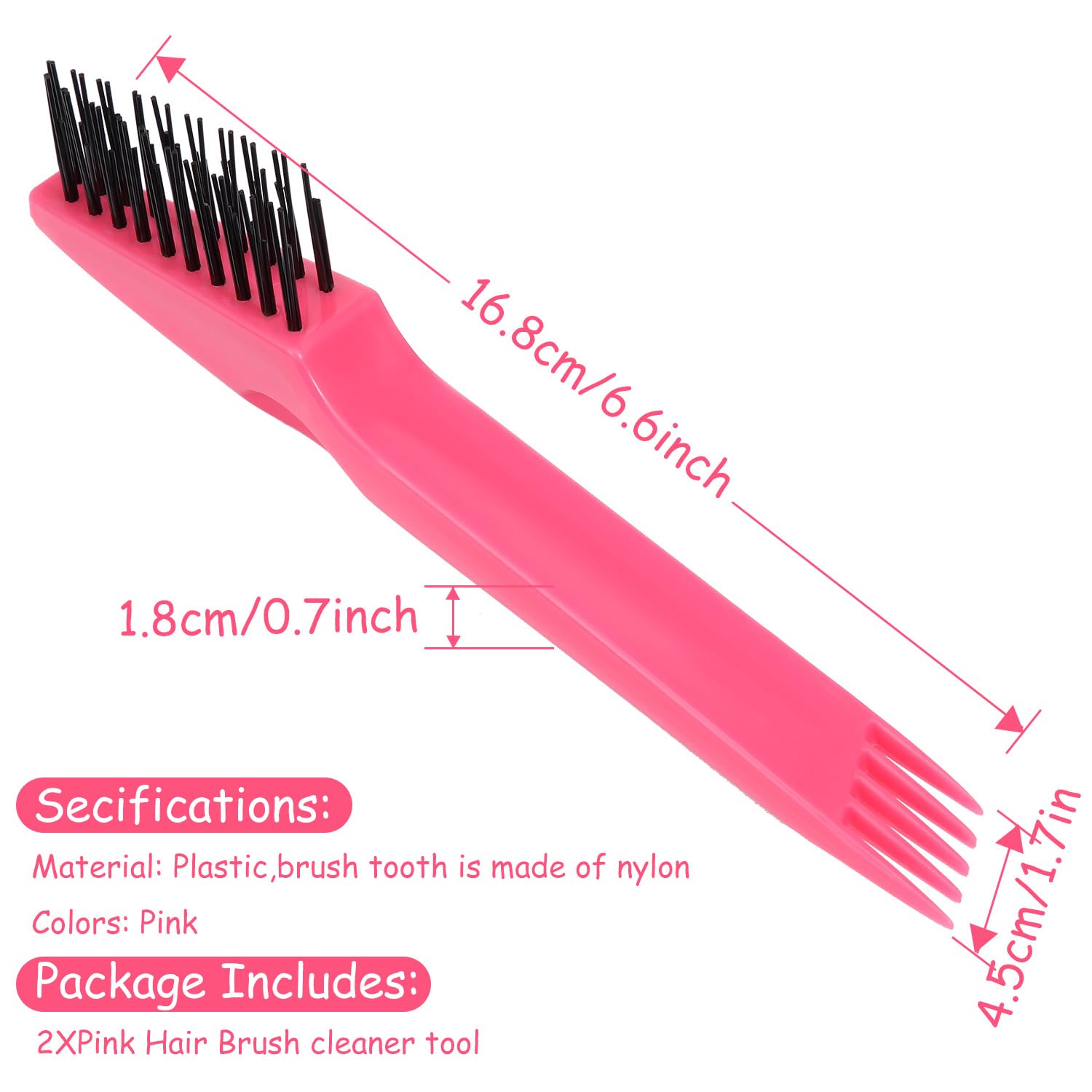 2 Pieces Hair Brush Cleaner Tool 2-in-1 Hair Brush Cleaning Tool Hair Brush Remover Rake for Removing Hair Dust Mini Wet Hair Comb for Removing Dirt Home Salon Use