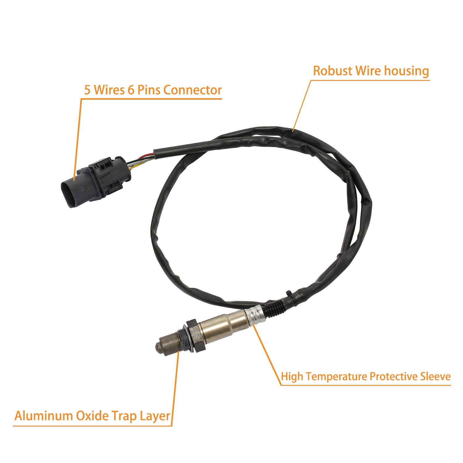 LSU 4.9 Lambda WideBand O2 Oxygen Sensor | for AEM 30-4110 30-0300 30-0310 - X Series AFR Inline Controller - UEGO A/F Ratio Wideband 02 Gauge | Replace# 17025, 0258017025