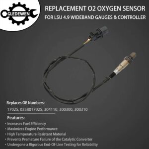 LSU 4.9 Lambda WideBand O2 Oxygen Sensor | for AEM 30-4110 30-0300 30-0310 - X Series AFR Inline Controller - UEGO A/F Ratio Wideband 02 Gauge | Replace# 17025, 0258017025