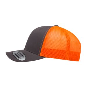 Love Sketches Embroidered Lacrosse Trucker Snapback Cap Mesh Back Men and Women (Charcoal/Neonorange-wt)