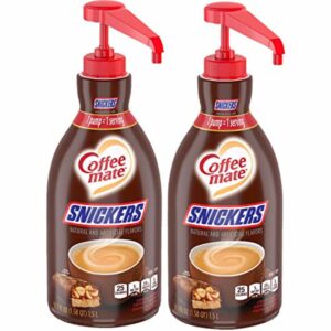 nestle coffee mate coffee creamer, snickers, concentrated liquid pump bottle, non dairy, no refrigeration, 50.7 fl oz (pack of 2)