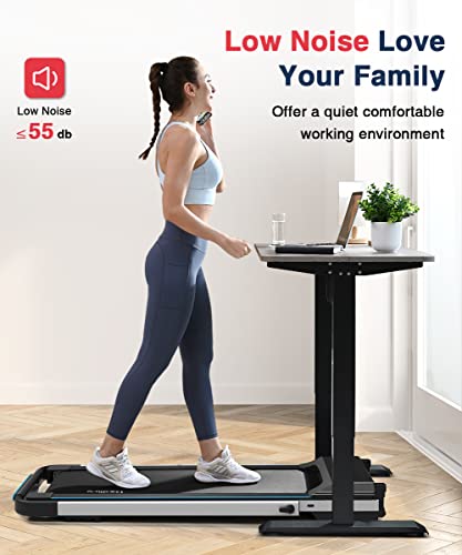 REDLIRO Under Desk Treadmill, 2 in 1 Motorized Portable Foldable Treadmill Compact Fold Up Walking Pad, Sturdy Folding for Small Space with Remote Control, LED Display Home & Office Use