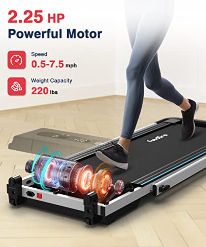 REDLIRO Under Desk Treadmill, 2 in 1 Motorized Portable Foldable Treadmill Compact Fold Up Walking Pad, Sturdy Folding for Small Space with Remote Control, LED Display Home & Office Use