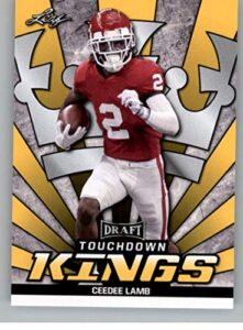 2020 leaf draft gold football #76 ceedee lamb pre-rookie trading card oklahoma sooners