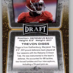 2020 Leaf Draft (NFL) #57 Trevon Diggs Pre-Rookie Alabama Crimson Tide Official Player Licensed Rookie Trading Card (RC wearing NCAA uniform)