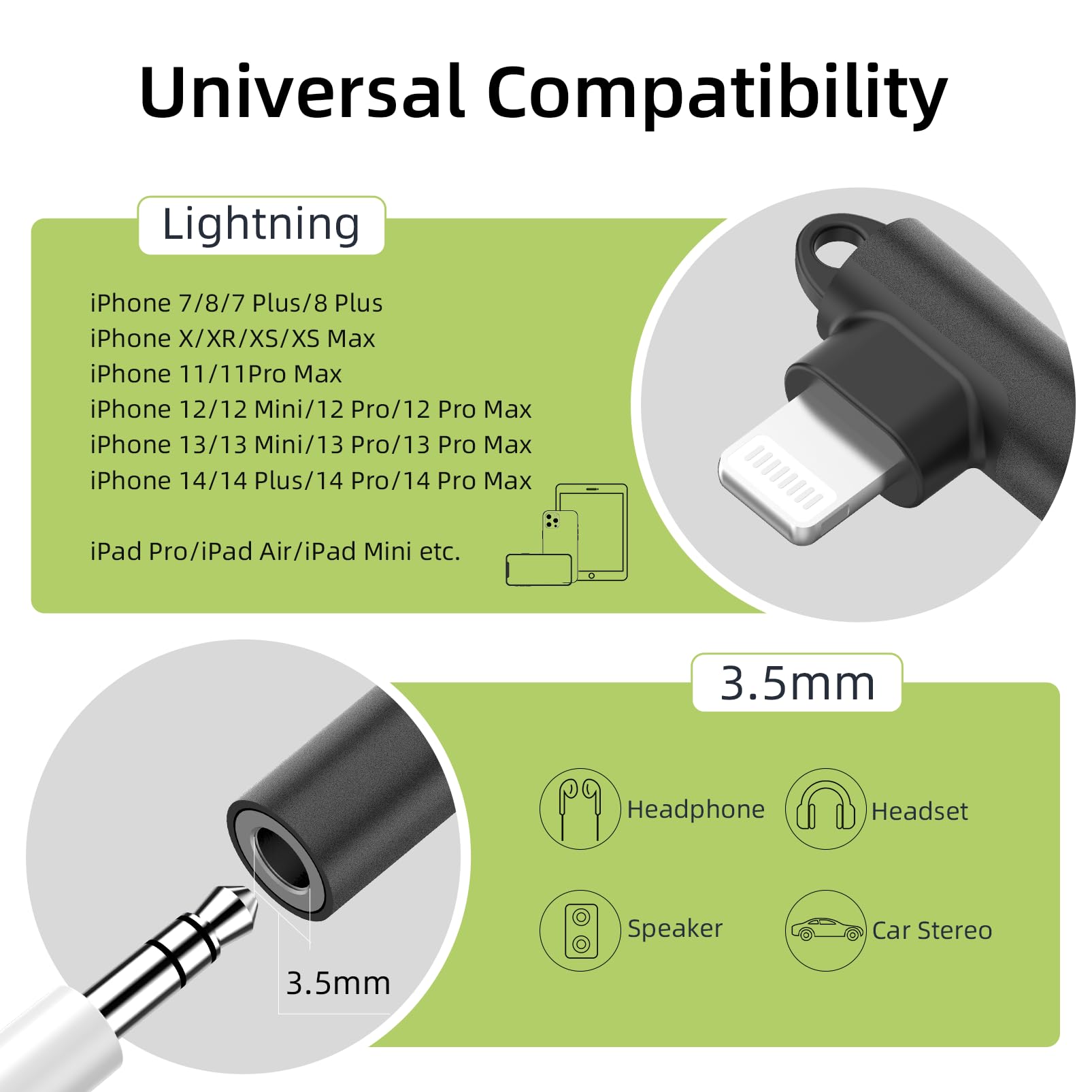 Mangotek Lightning to 3.5 mm Headphone Jack Adapter, Apple MFi Certified iPhone Headphones Adapter Aux Dongle Cable Adaptor Earphone Audio Converter for iPhone 14 13 12 11 Pro Max 7 8 Plus SE X XR XS