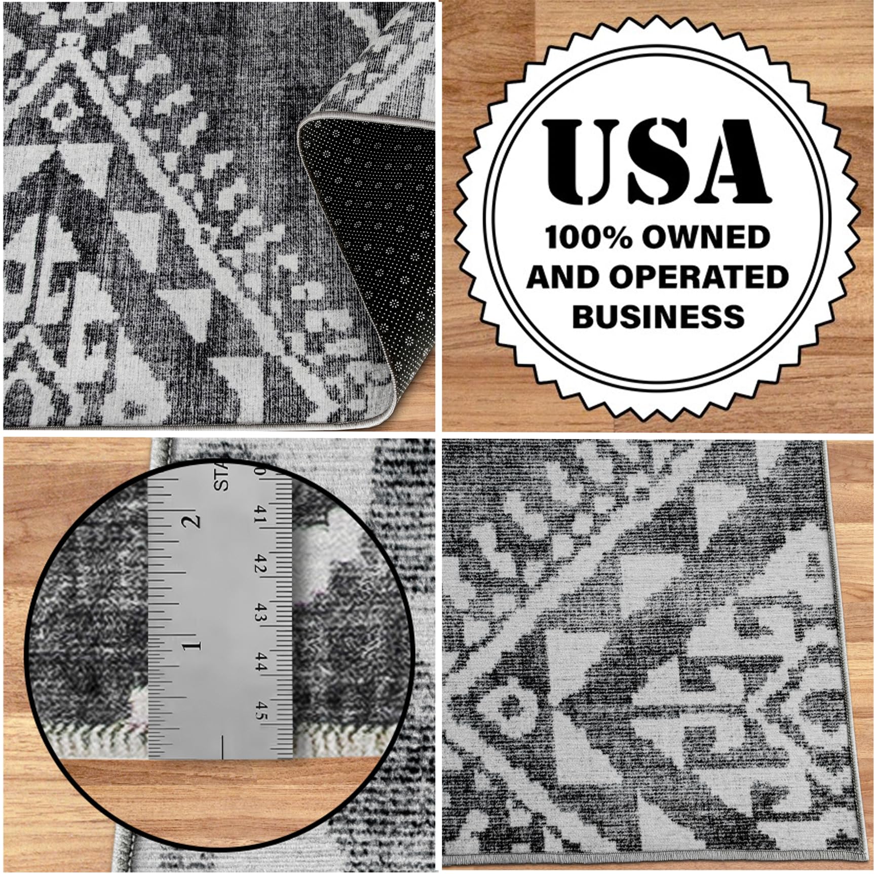 ReaLife Machine Washable Area Rug - Living Room Bedroom Bathroom Kitchen Entryway Office - Non Slip Low Pile Stain Resistant Premium - Moroccan Diamond Tribal - Jax - Gray 7'6" x 9'6"