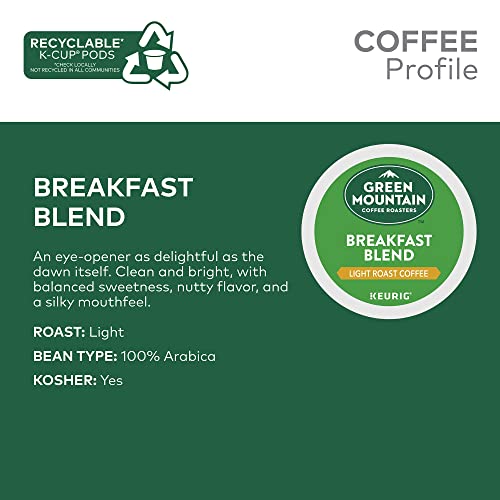 Green Mountain Coffee Roasters Breakfast Blend Single-Serve Keurig K-Cup Pods, Light Roast Coffee, 48 Count