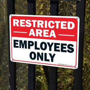 Restricted Area Sign, Do Not Enter Signs Metal, 4 Pack, 10 x 7 inch .40 Rust Free Aluminum, UV Protected, Weather Resistant, Waterproof, Durable Ink, Easy to install