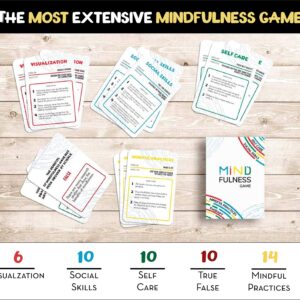 Allura & Arcia Mindfulness Therapy Game: Teaches Social Skills, Self Care & More for Kids, Teens & Adults. 50 Cards