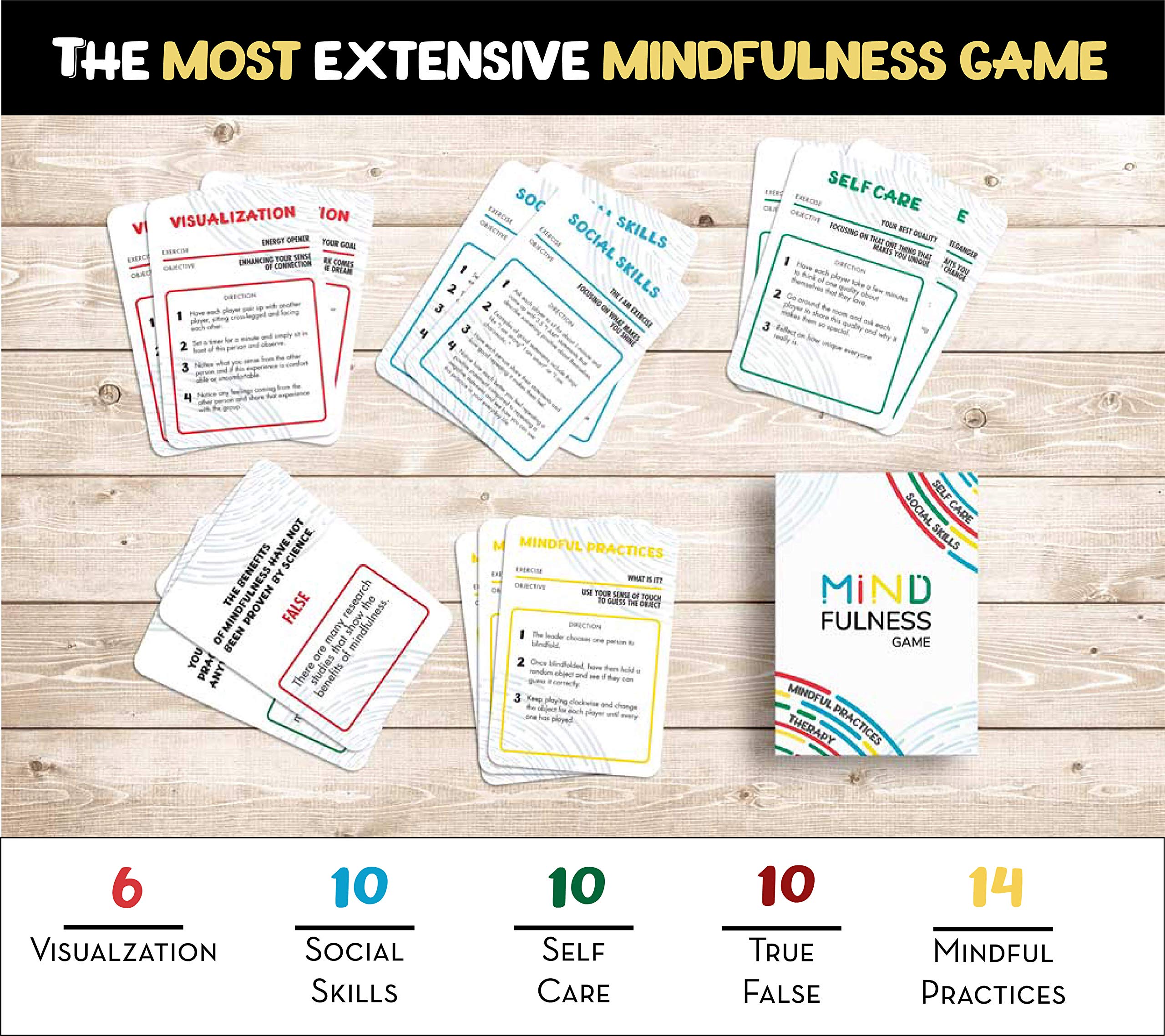 Allura & Arcia Mindfulness Therapy Game: Teaches Social Skills, Self Care & More for Kids, Teens & Adults. 50 Cards