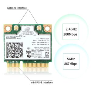 7260ac Half Mini pcie WiFi Card 7260HMW Dual Band Wireless-AC 7260 PCIe WiFi Adapter 2x2 Wi-Fi BT4.0 802.11 b/a/g/n/ac PCI Express Mini Network Card for Windows 7 8 10