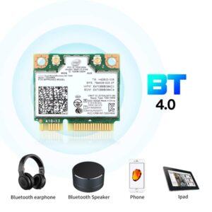 7260ac Half Mini pcie WiFi Card 7260HMW Dual Band Wireless-AC 7260 PCIe WiFi Adapter 2x2 Wi-Fi BT4.0 802.11 b/a/g/n/ac PCI Express Mini Network Card for Windows 7 8 10