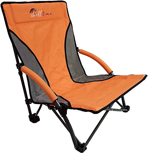 Chill Time Beach Chair, 2-Pack – Lightweight, Heavy Duty Outdoor Folding Chairs, Portable Backpack Carrying Case Included, Padded Armrests & Backrests, Durable Steel Frame Holds up to 300 lbs, RPBC2P