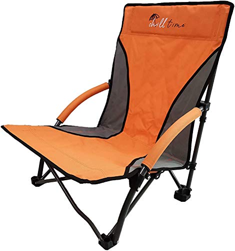 Chill Time Beach Chair, 2-Pack – Lightweight, Heavy Duty Outdoor Folding Chairs, Portable Backpack Carrying Case Included, Padded Armrests & Backrests, Durable Steel Frame Holds up to 300 lbs, RPBC2P