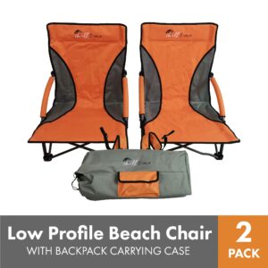 Chill Time Beach Chair, 2-Pack – Lightweight, Heavy Duty Outdoor Folding Chairs, Portable Backpack Carrying Case Included, Padded Armrests & Backrests, Durable Steel Frame Holds up to 300 lbs, RPBC2P