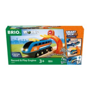 brio 33971 smart tech sound record & play engine | wooden toy train for kids age 3 and up