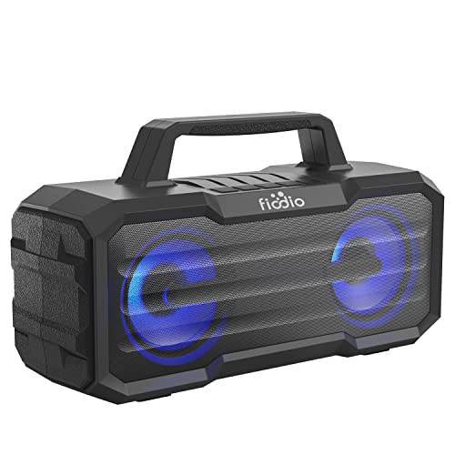 Fiodio IPX6 Waterproof Portable Speakers, Wireless Outdoor Travel Party Speaker, Built-in Microphone, USB for Sports, Beach, Hiking and Camping, black