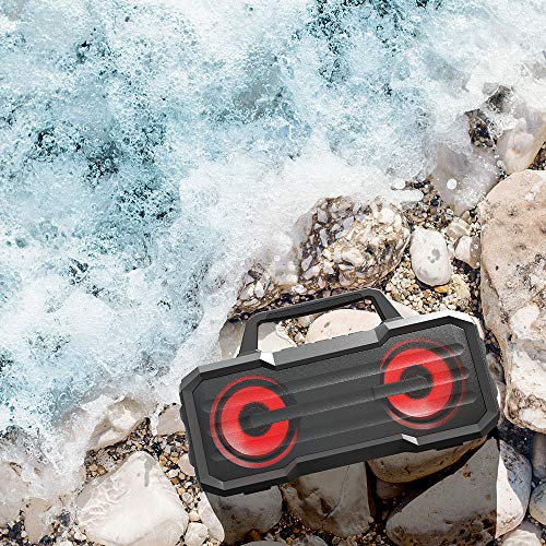 Fiodio IPX6 Waterproof Portable Speakers, Wireless Outdoor Travel Party Speaker, Built-in Microphone, USB for Sports, Beach, Hiking and Camping, black