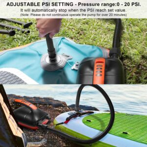 AGPTEK Air Pump, Electric Air Pump 20PSI Digital Electric Air Pump, 12V DC Car Connector, Intelligent Dual Stage & Auto-Off Function, Great for Paddle Boards, Inflatable Boats and Kayaks