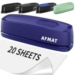 electric 3 hole punch, afmat 3 hole punch heavy duty, 20-sheet punch capacity, ac or battery operated paper puncher, effortless punching, long lasting paper punch for office school studio, blue