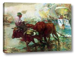 toros by jose navarro llorens - 17" x 24" gallery wrap canvas art print - ready to hang