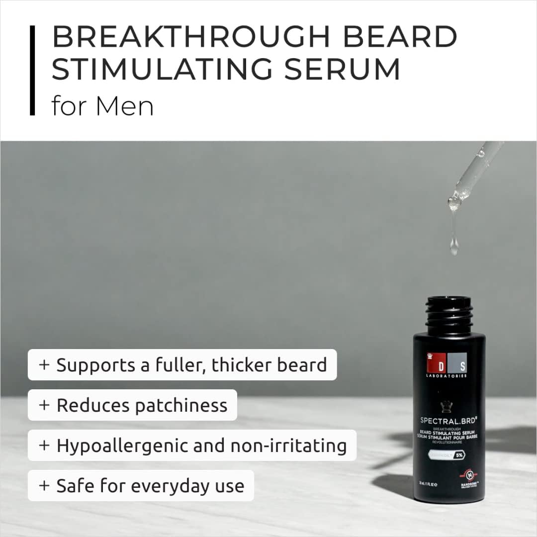 DS Laboratories Spectral.BRD - Beard Growth Serum, Beard Hair Growth Serum for Men with Niacinamide, Biotin, Castor Oil, Hyaluronic Acid & Rosemary Oil for Hair Growth, Hair Regrowth Treatment for Men