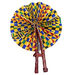 Shophaven African Fan 17, Ankara Print Fan, Ankara Handheld Fan, Afrocentric Foldable Fan, African Kente Print Fan