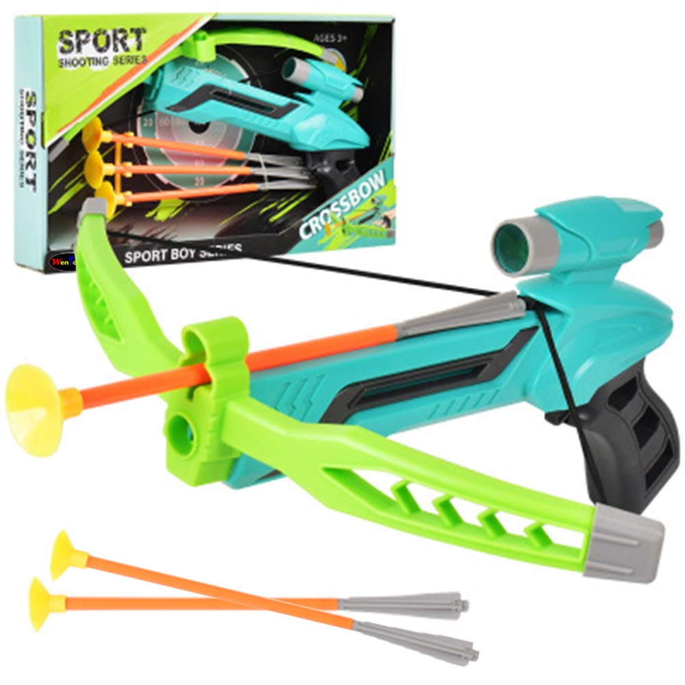 WenToyce Mini Archery Set for Kids, Toddler Action Bow Arrow Kit, 3 Suction Cup Arrows, Safe Shooting Hunting Competition Game for Garden Park Fun, Green