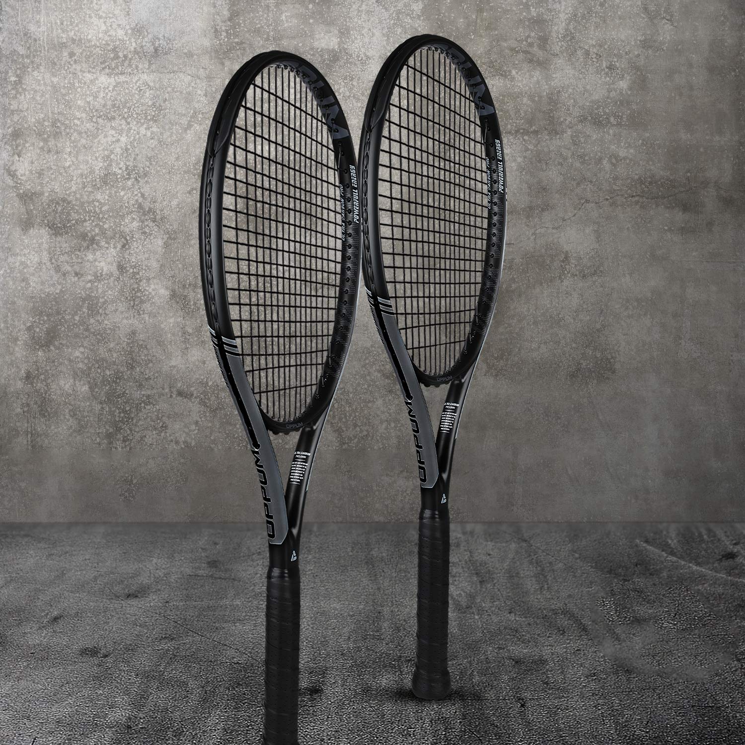 OPPUM Adult Carbon Fiber Tennis Racket, Super Light Weight Tennis Racquets Shock-Proof and Throw-Proof,Include Tennis Bag Tennis Overgrip (Graphene Racket PRO-2000 (Black), 4 1/4)