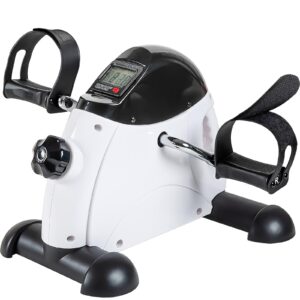 under desk bike pedal exerciser - tabeke mini exercise bike for arm/leg exercise, pedal exerciser for seniors with lcd display (white)