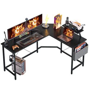 cubiker l-shaped computer desk, home office corner desk with non-woven drawer, sturdy writing table, space-saving, easy to assemble