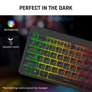 KLIM Light V2 Rechargeable Wireless Keyboard - New Version 2024 - Slim Durable Ergonomic - Backlit Wireless Gaming Keyboard for Laptop PC Mac PS4 PS5 Xbox One - Long-Lasting Built-in Battery