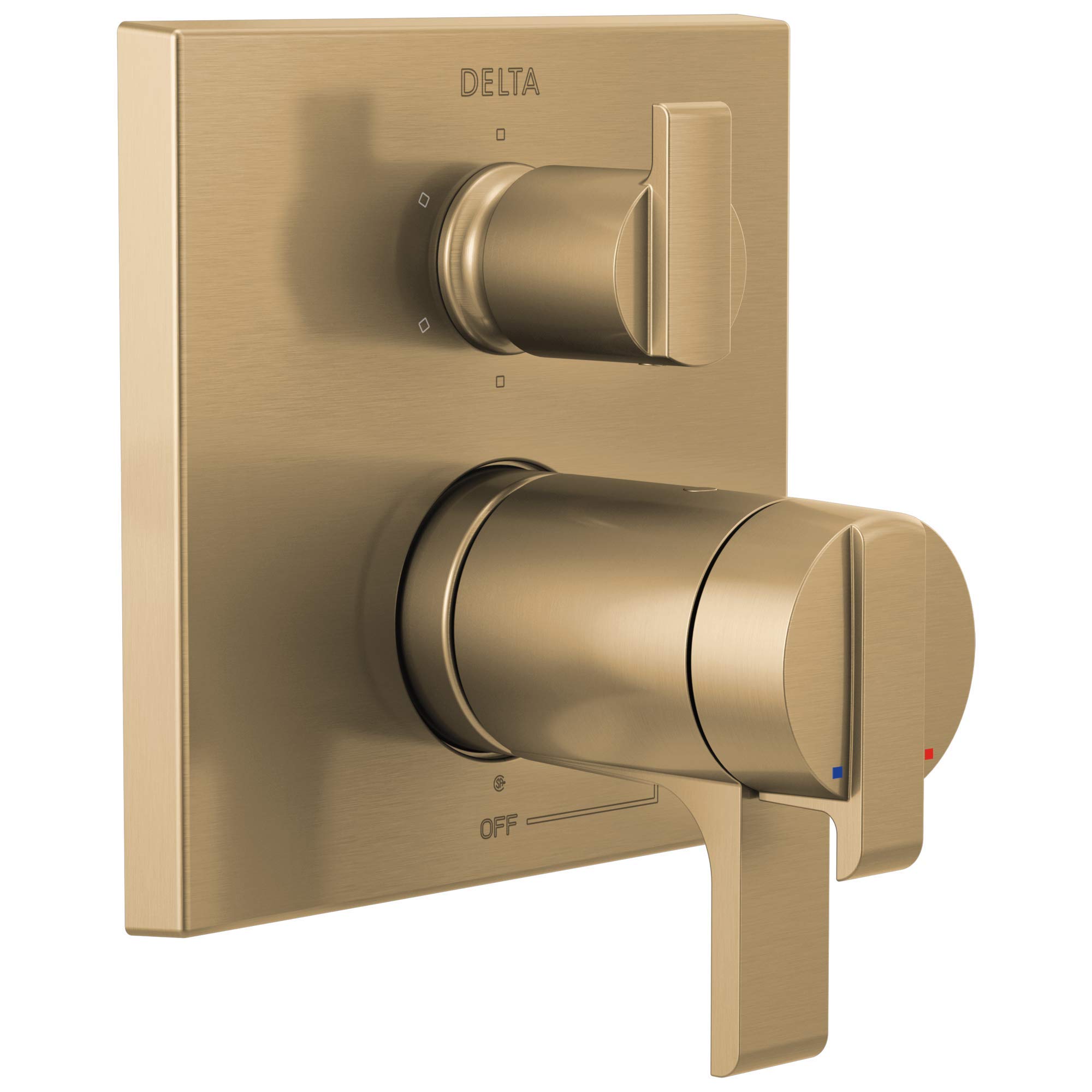 DELTA FAUCET T27T967-CZ Angular Modern TempAssure 17T Series Valve 6-Setting Integrated Shower Trim with Diverter, Champagne Bronze