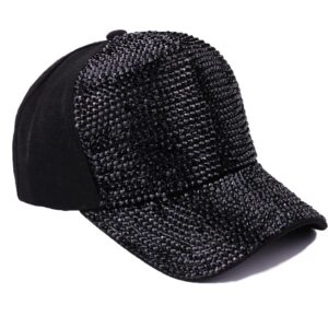 Gudessly Women Men Studded Rhinestone Crystals Adjustable Baseball Cap Plain Sparkle Bling Denim Sun Hat