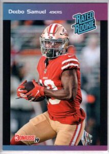 2019 donruss rated rookie 1989 instant football #10 deebo samuel rc rookie san francisco 49ers official panini america nfl trading card 1 of 280 produced