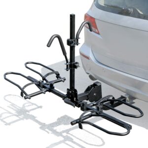 leader accessories 2-bike platform style hitch mount bike rack, tray style bicycle carrier racks foldable rack for cars, trucks, suv and minivans with 2" hitch receiver