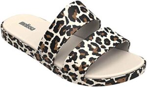 melissa womens color pop slide sandal, white leopard, size 7