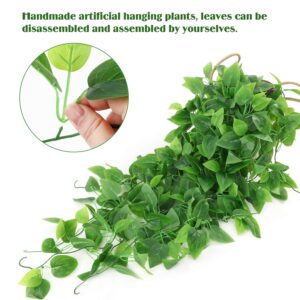 Whonline 4pcs 3.6FT Artificial Hanging Plants, Faux Pothos with 162 Leaves Each, Artificial Ivy Vine for Bedroom Wall Porch Garden Home Decor (No Basket)