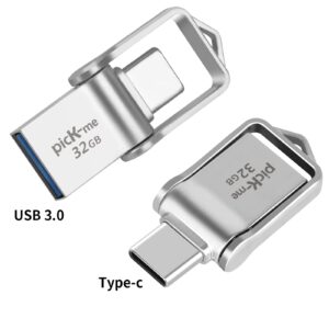 picK-me USB C Flash Drive, 2-in-1 USB 3.0 Thumb Drive, Dual USB Memory Stick Drive High Speed, for Type-C Android Smartphones Tablets and New MacBook (32G)