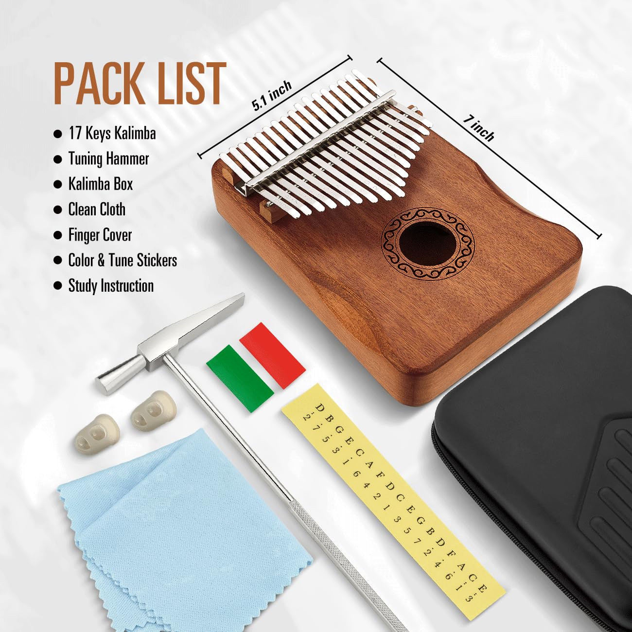 MIFOGE Kalimba Thumb Piano 17 Keys with Mahogany Wood,Mbira,Finger Piano Builts-in Waterproof Protective Box, Easy to Learn Portable Musical Instrument,Gift for Kids Adult Beginners (Mahogany)