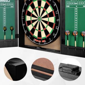 ONE80 All-in-One Dartgame Center with Self-Healing Sisal Dartboard & Multifunctional Cabinet. 12 Steeltip Darts and Mounting Kit Included (Paper Dartboard Cabinet Set)