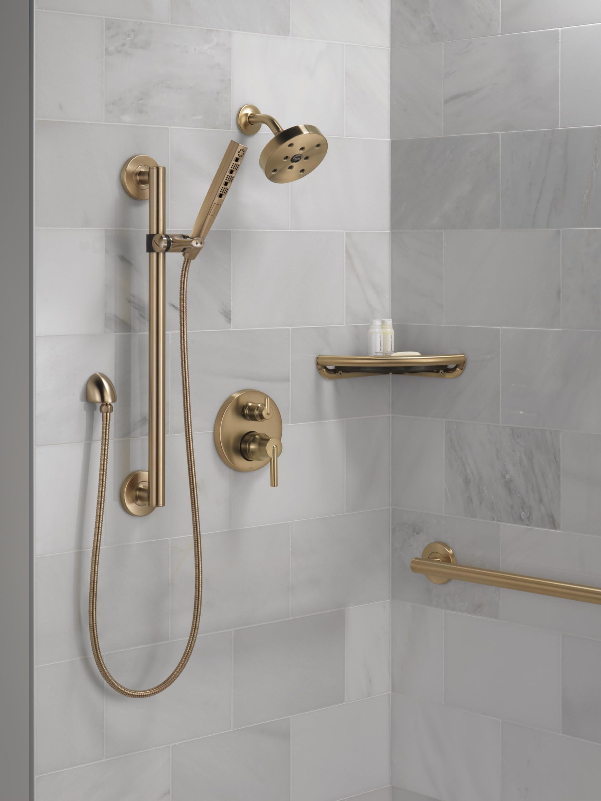 DELTA FAUCET T24859-CZ Contemporary Monitor 14 Series Valve 3-Setting Integrated Shower Trim with Diverter, Champagne Bronze