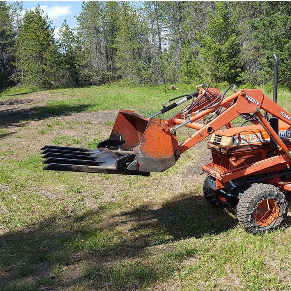 Titan Attachments 21" Fork Length Clamp-On Debris Forks V2, Fits 48" Loader Buckets, Skid Steers, Rated 2,500 LB Capacity